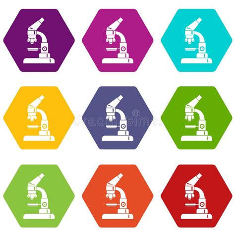 Microscope Icon Set Color Hexahedron Stock Vector Illustration Of Experiment Hospital 101969725