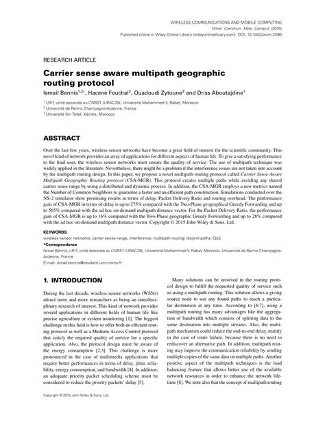 Pdf Carrier Sense Aware Multipath Geographic Routing Protocol