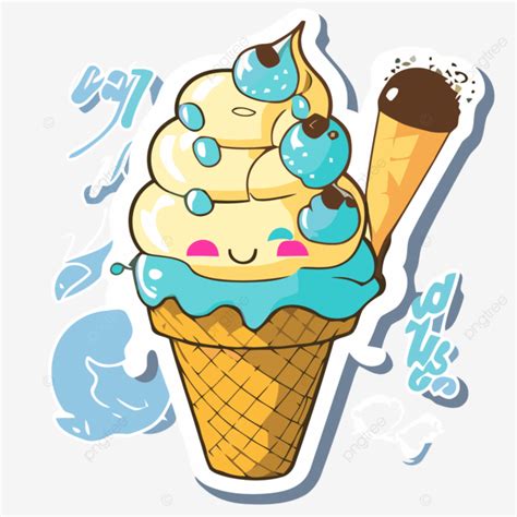 아이스크림 스티커 클립 아트 벡터 Psd 클립 아트 고립 된 만화 아이스크림 생일 스티커 디자인 상표 Png 일러스트 및 벡터 에 대한 무료 다운로드 Pngtree