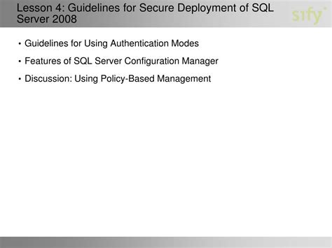 Ppt Module 5 Designing Security For Sql Server 2008 Powerpoint