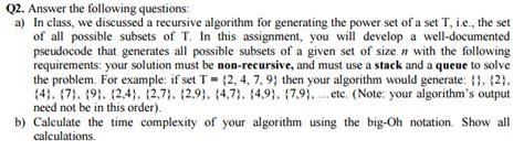 Solved In Class We Discussed A Recursive Algorithm For