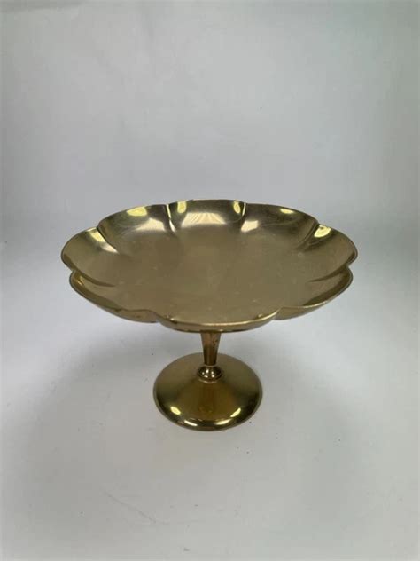 Vintage Dirilyte Dirigold Solid Brass Pedestal Compote Candy Dish 5w Footed M1 £2810 Picclick Uk