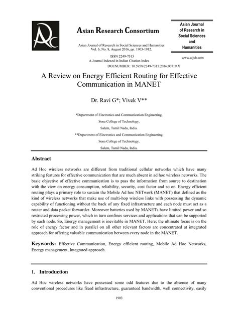 Pdf A Review On Energy Efficient Routing For Effective Communication