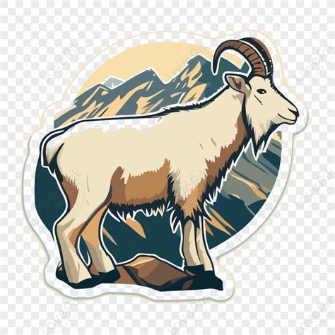 산 중턱에 염소를 보여주는 스티커 일러스트 벡터상표 Png 일러스트 무료 다운로드 Lovepik