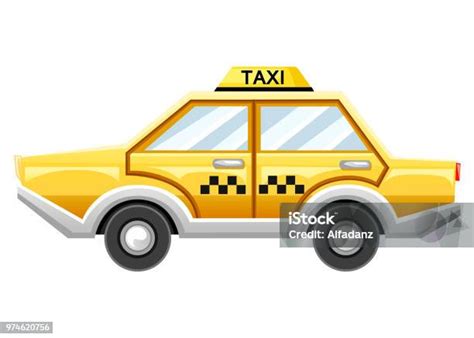 노란색 택시 자동차입니다 택시 서비스입니다 Catroon 스타일 디자인입니다 벡터 그림을 흰색 배경에 고립입니다 웹 사이트