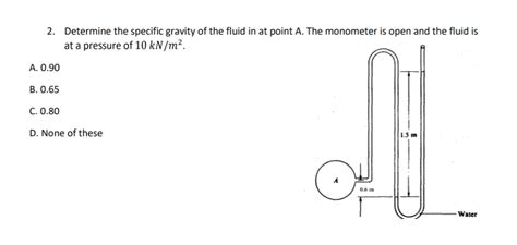 Solved Determine The Specific Gravity Of The Fluid In At Chegg
