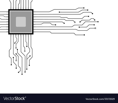 circuit board cpu white background technology vector image