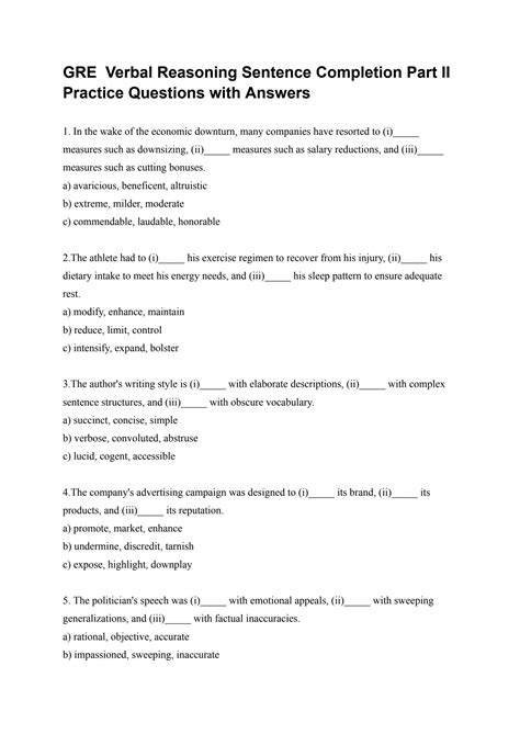 Solution Gre Verbal Reasoning Sentence Completion Practice Questions