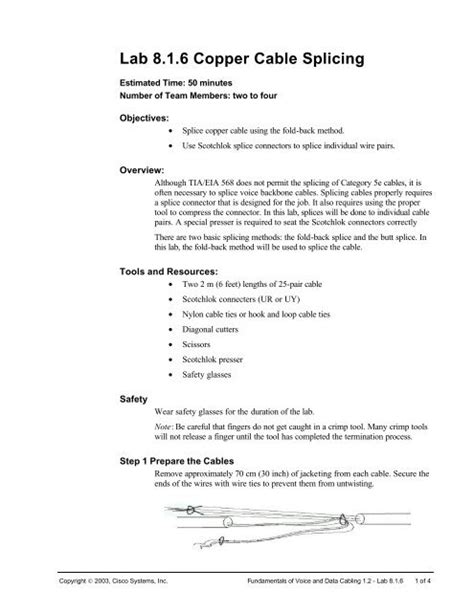 Lab 8 1 6 Copper Cable Splicing