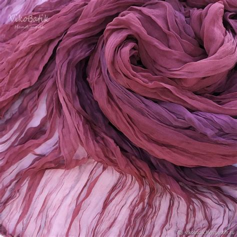 Шарфы Палантин `Марсала` Натуральный шёлк 100 Батик Batik Boho Silk