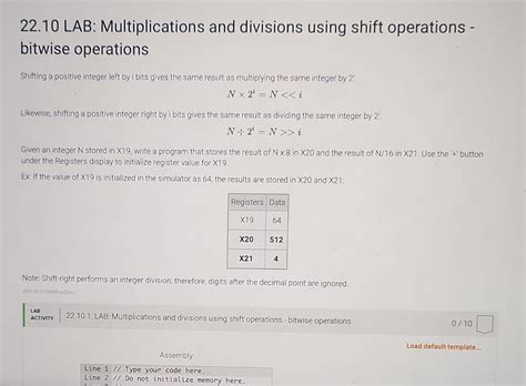 solved 22 10 lab multiplications and divisions using shift