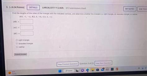Solved Find The Lengths Of The Sides Of The Triangle Wit