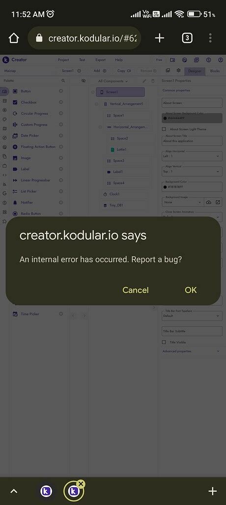 An Internal Error Occurred While Choosing A Color Discuss Kodular Community