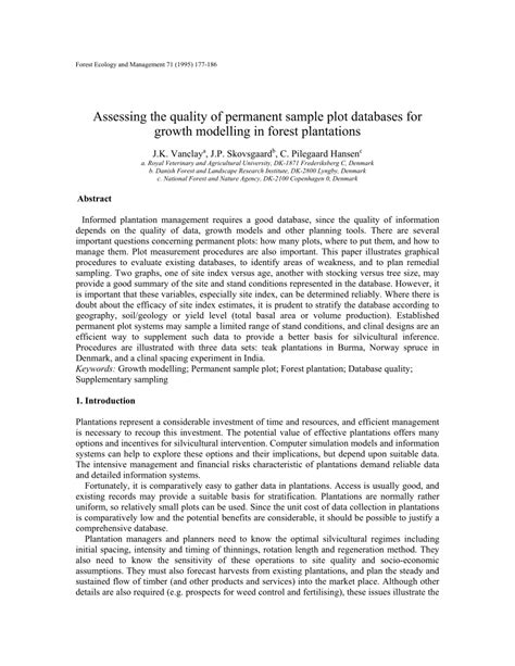Pdf Assessing The Quality Of Permanent Sample Plot Databases For