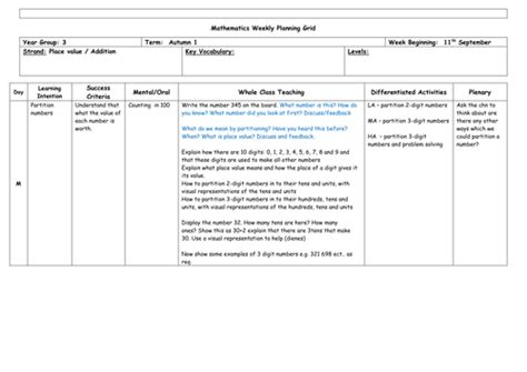 Partitioning Numbers Place Value Year 3 Plan And Resources