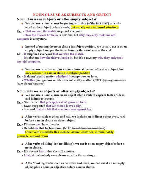 Noun Clause As Subjects And Object Pdf Noun Clause As Subjects And Object Pdf