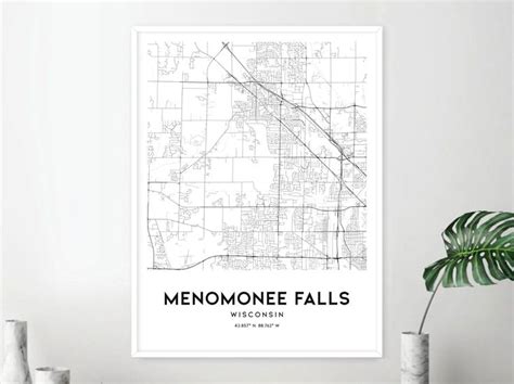 Menomonee Falls Map Print Menomonee Falls Map Poster Wall Art Wi City