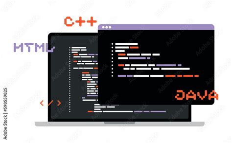 Concept Of Computer Programming Or Developing Software Or Game Vector Flat Illustration With
