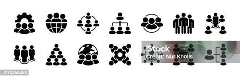 조직 또는 조직 관리 플랫 아이콘 집합입니다 팀워크 그룹 사람 계층 구조 차트 회사 부서 연결 팀 기업 사무실을 포함합니다 벡터 일러스트 레이 션 건축물에 대한 스톡 벡터