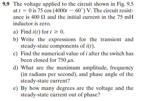 Solved The Voltage Applied To The Circuit Shown In Fig Chegg