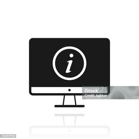 정보 기호가 있는 데스크톱 컴퓨터 흰색 배경에 반사된 아이콘 개념에 대한 스톡 벡터 아트 및 기타 이미지 개념 검은색 공란 Istock