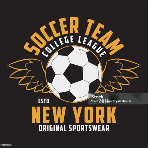 날개축구공이 있는 축구 스포츠 의류 티셔츠용 타이포그래피 엠블럼 운동복 프린트 디자인 벡터 Championship에 대한 스톡 벡터 아트 및 기타 이미지 Istock