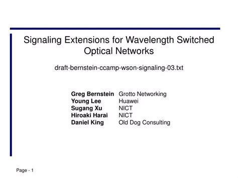 Ppt Signaling Extensions For Wavelength Switched Optical Networks Powerpoint Presentation Id