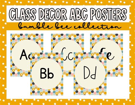 Alphabet Posters Bumble Bee Theme For Classroom Decor Abc Bee Class Decoration Etsy