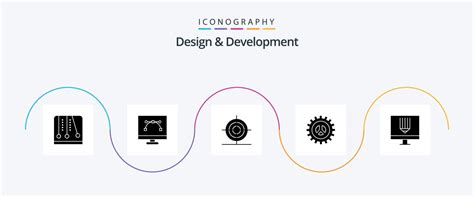 Design And Development Glyph 5 Icon Pack Including Web Development Settings Pen Tool Seo