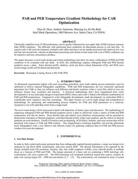 Pdf Pab And Peb Temperature Gradient Methodology For Car Optimization