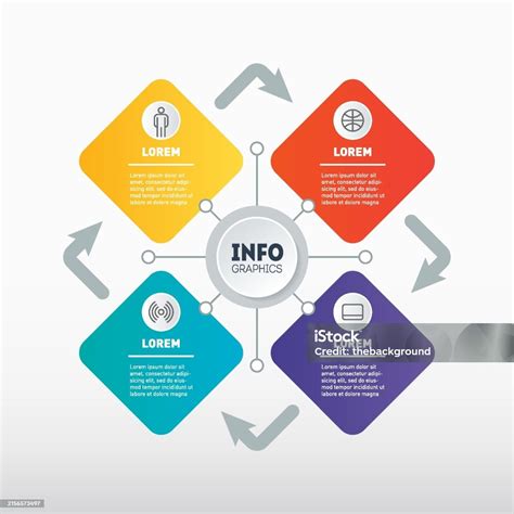 4단계로 구성된 기술 주기 또는 교육 프로세스의 인포그래프 4개의 부분 또는 프로세스가 있는 Info Graphic 템플릿입니다
