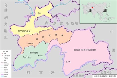塔吉克斯坦地图 贝宁 哈萨坦各州 大山谷图库