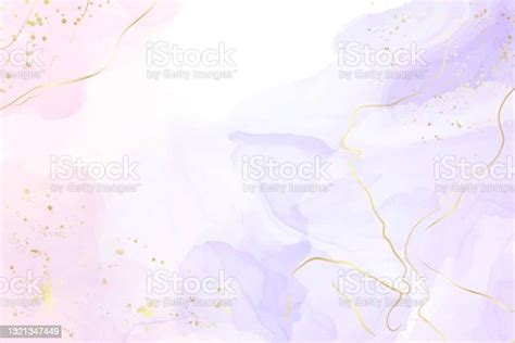 금색 줄무늬와 반짝이는 먼지가 있는 두 개의 컬러 장미와 라벤더 액체 대리석 배경 파스텔 핑크 바이올렛 수채화 드로잉 효과 골드