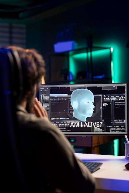 Sentient Artificial Intelligence With Own Autonomy Talking With Creator Premium Ai Generated Image