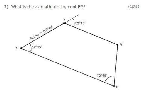 Solved 3 What Is The Azimuth For Segment Fg