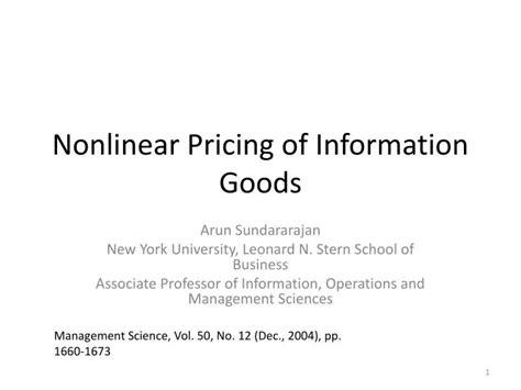 Ppt Nonlinear Pricing Of Information Goods Powerpoint Presentation Free Download Id1638321