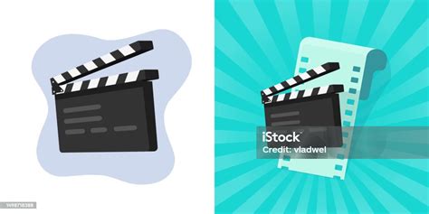 필름 클래퍼보드 필름 스트립 벡터 3d 그래픽 일러스트레이션 시네마 테이프가 있는 클래퍼 보드 액션 슬레이트 물막이 판자 격리 만화 이미지 클립 아트가 있는 영화 아이콘 0