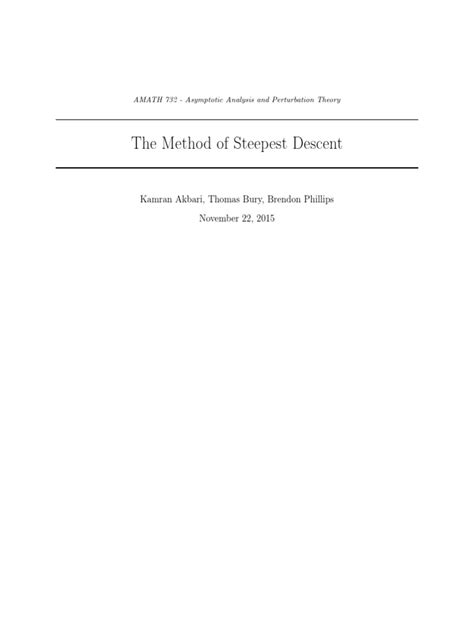 The Method Of Steepest Descent Pdf Nonlinear System Asymptotic
