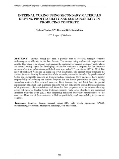 Internal Curing Pdf Concrete Cement