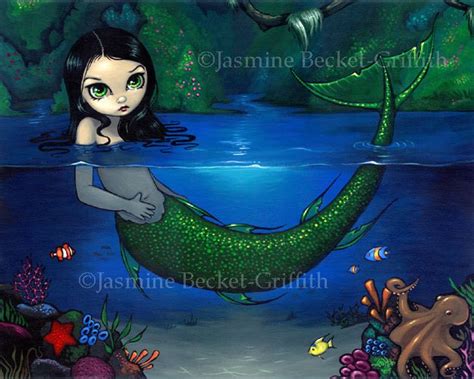 Jasmine Becket Griffith Art Print Signed Mermaid In Her Grotto Secret