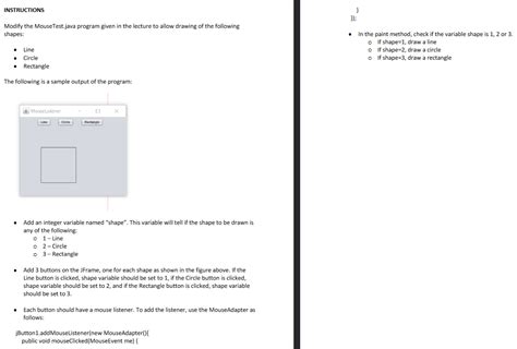 Solved Instructions Modify The Mousetestjava Program Given