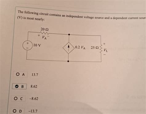 Solved The Following Circuit Contains An Independent Voltage
