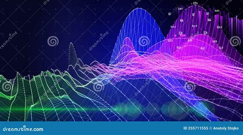 Abstract Background Wireframe Noise Grid With Lines Data On Dark Blue Represent Concept Of D