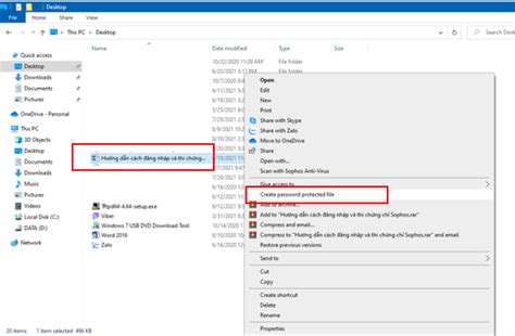 Sophos Cde Hướng Dẫn Sử Dụng Tính Năng “password Protect Files For Secure Sharing” Trên Windows