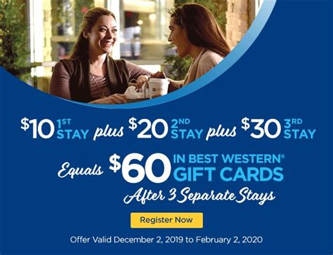 Expired Best Western Earn Up To 60 In T Cards After 3 Stays By
