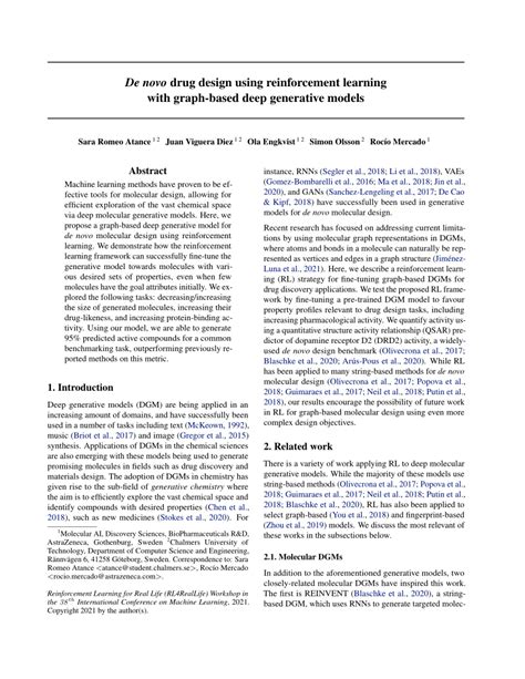 Pdf De Novo Drug Design Using Reinforcement Learning With Graph Based Deep Generative Models
