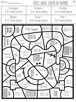 Place Value Color By Code Halloween Themed BUNDLE By CreatedbyMarloJ