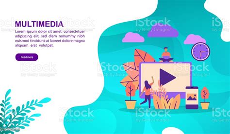 캐릭터와 멀티미디어 일러스트 개념입니다 배너 프레젠테이션 소셜 미디어 포스터 광고 및 프로 모션에 대 한 템플릿 0명에 대한
