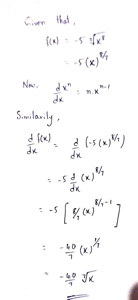 Solved Calculate The Derivative Of Fx 5v28 Df Da Course Hero Solved Calculate The