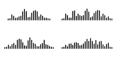 오디오 웨이브 아이콘 사운드 노래입니다 음성 메시지 팟캐스트는 파도를 설정합니다 흰색 격리된 배경에 기호 벡터 그림입니다 증권 시세 표시기 3차원 형태에 대한 스톡 벡터
